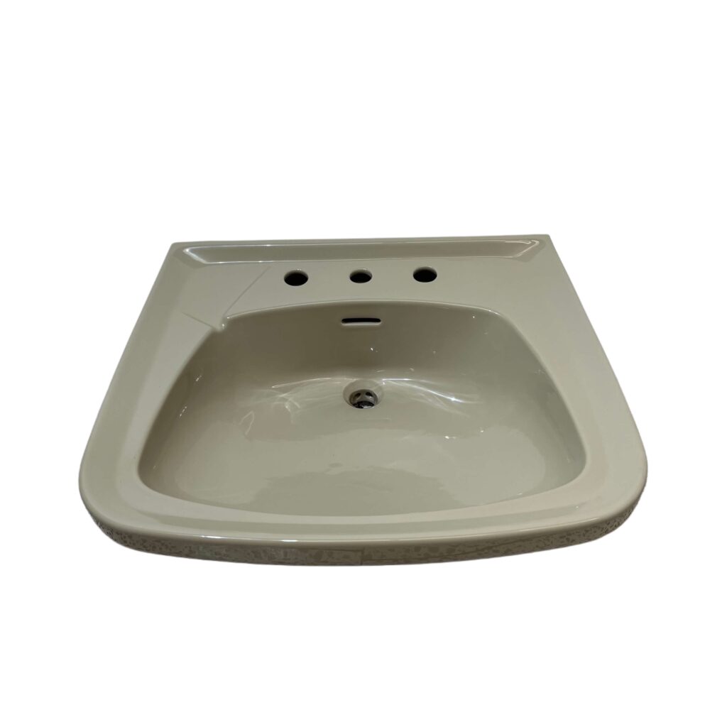 Large Pyramid Johnson Slater 3 Tap Hole Basin in Pampas - Sanitary Salvage