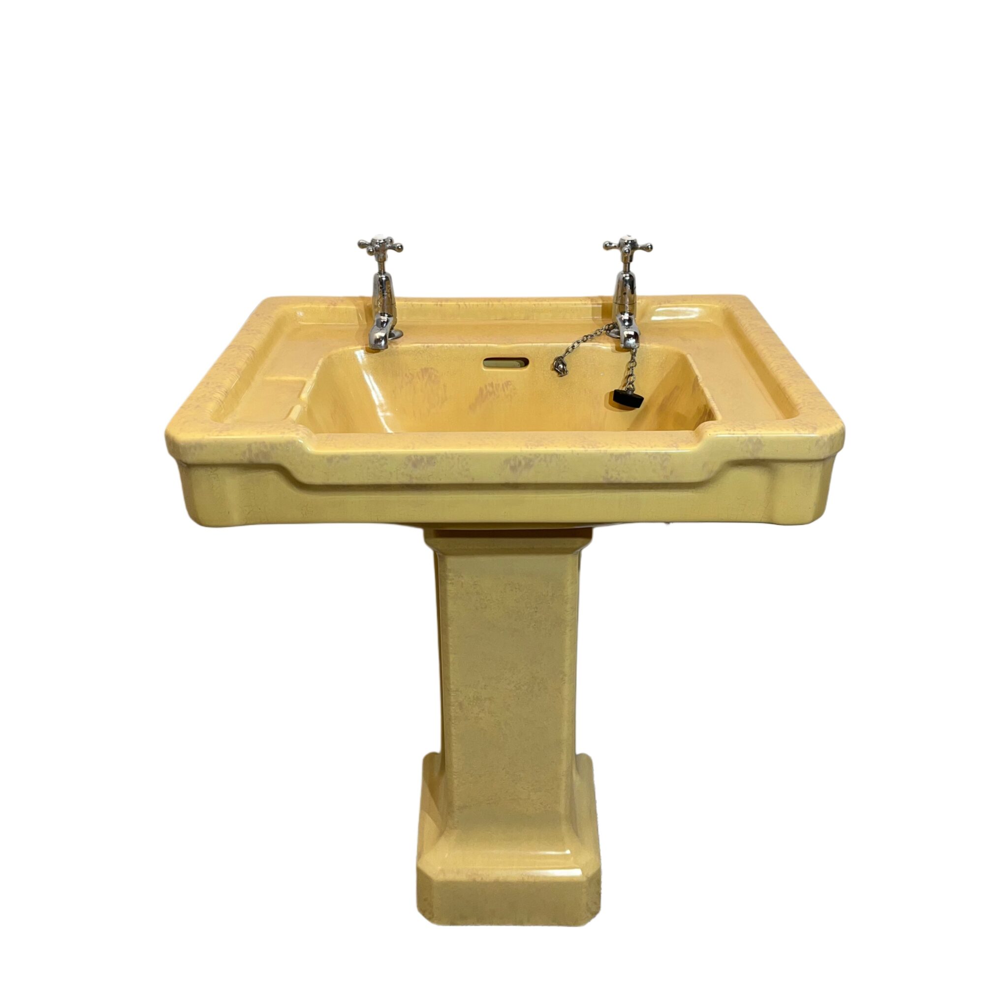 Art Deco Armitage Ware Amber Basin & Pedestal - Sanitary Salvage