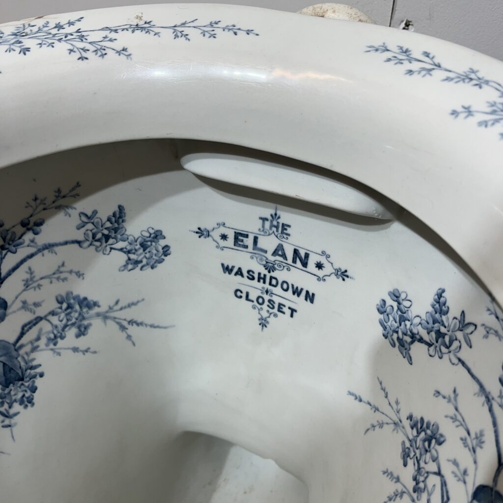 Antique Blue Floral ‘The Elan’ Toilet Pan - Sanitary Salvage