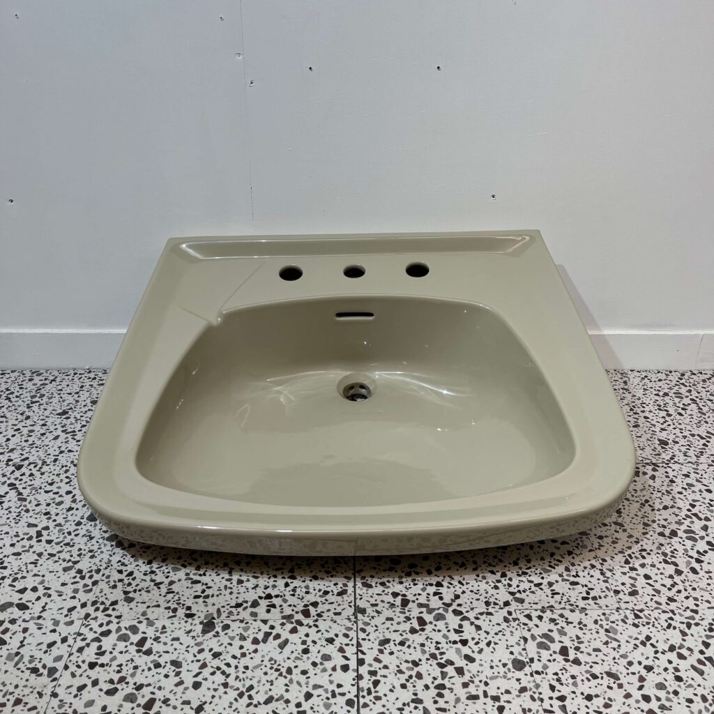 Large Pyramid Johnson Slater 3 Tap Hole Basin in Pampas - Sanitary Salvage